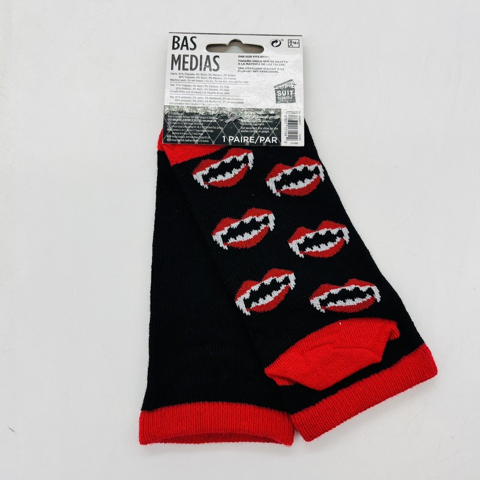 Bite Me Dracula Vampire Fangs Lip Halloween Novelty No Show Socks Adult ...