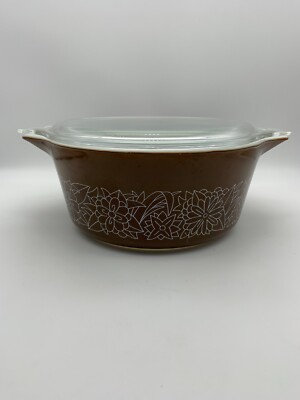 Pyrex Woodland Floral Casserole Dish w/ Lid 475-B 2.5L Brown Flowers ...