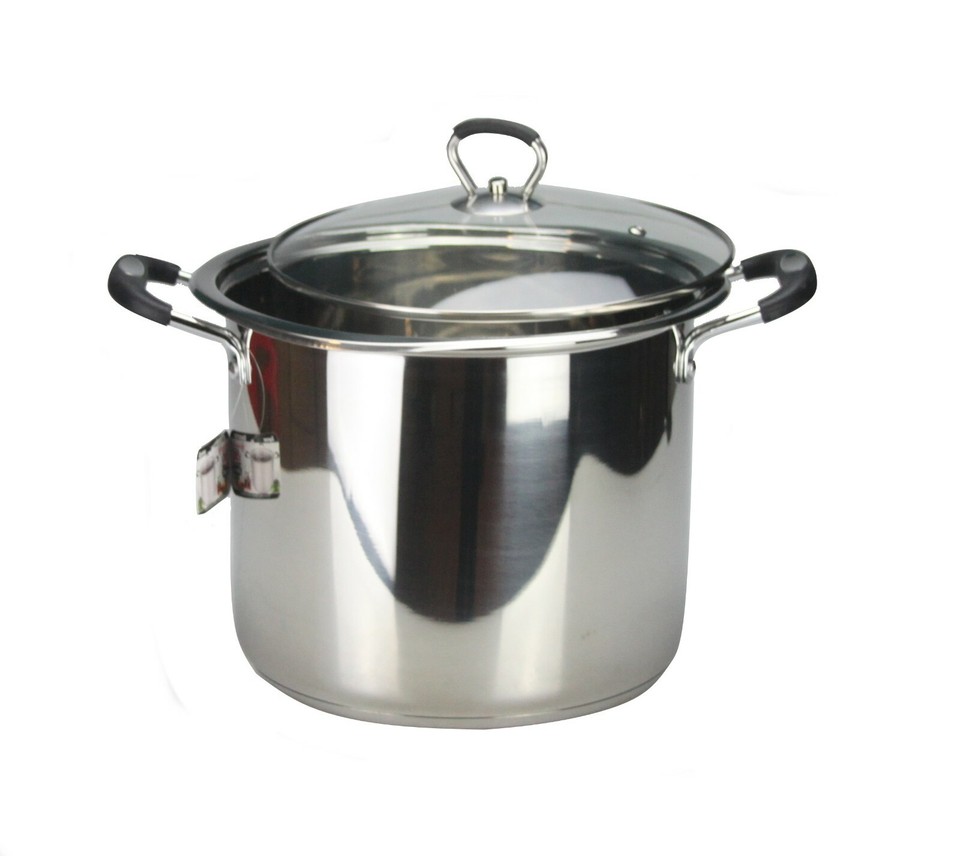 Induction Steel Stock Pot Large Deep Stainless Casserole Stockpot Heavy ...