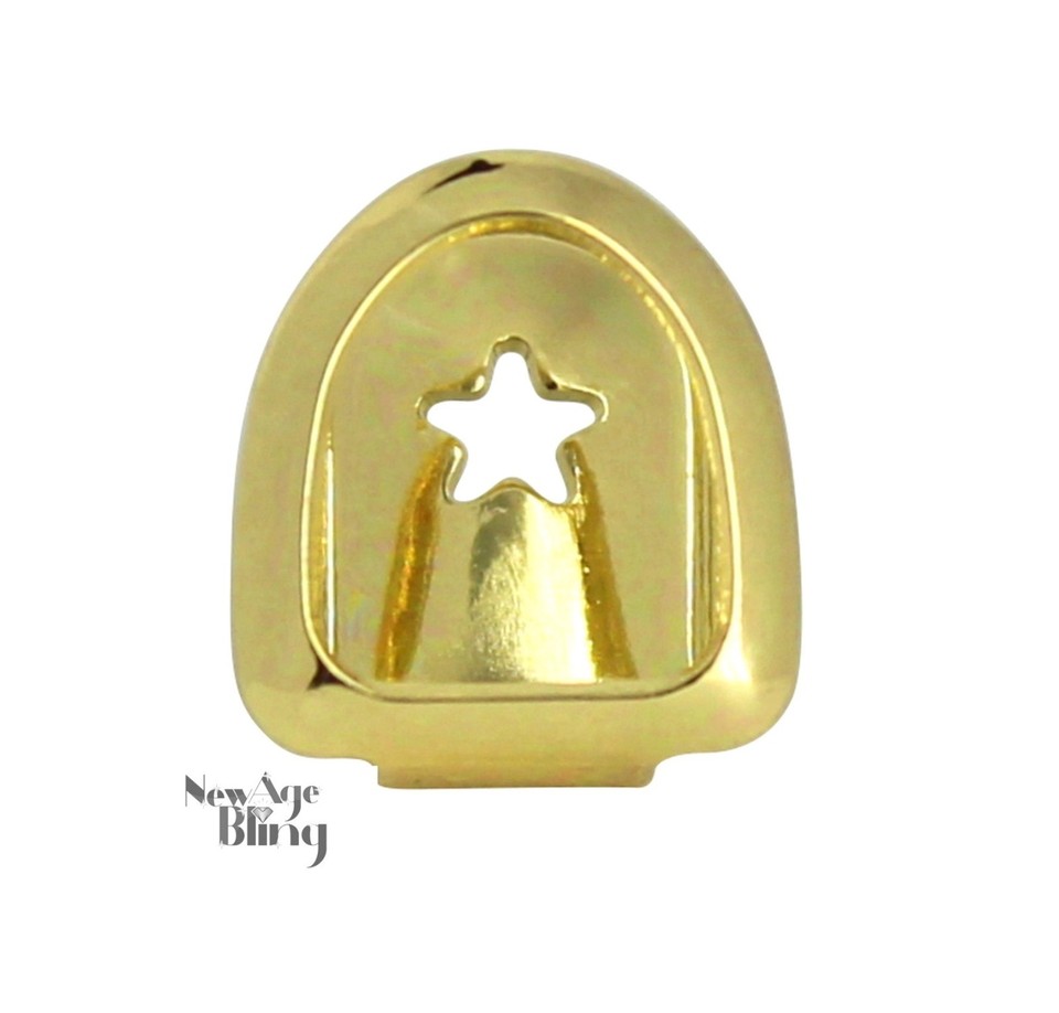 Open Face Grill Single Tooth Cap Custom Fit 14k Gold Plated Grillz w ...
