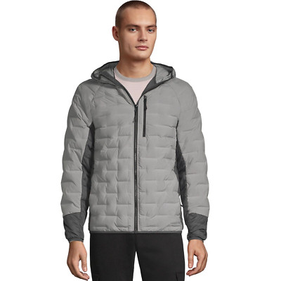 Lands' End Men's Double Weave Quilted Down Puffer Jacket with Hood Gray ...