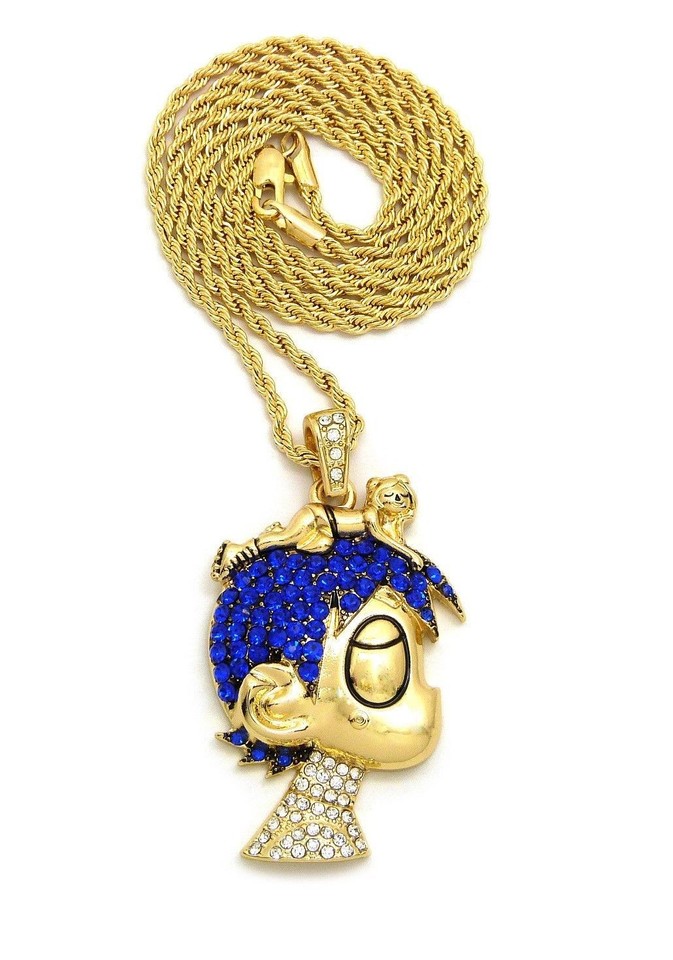 ICED LIL UZI VERT CARTOON Bling PENDANT W/ 24" Various Chain Hip Hop ...