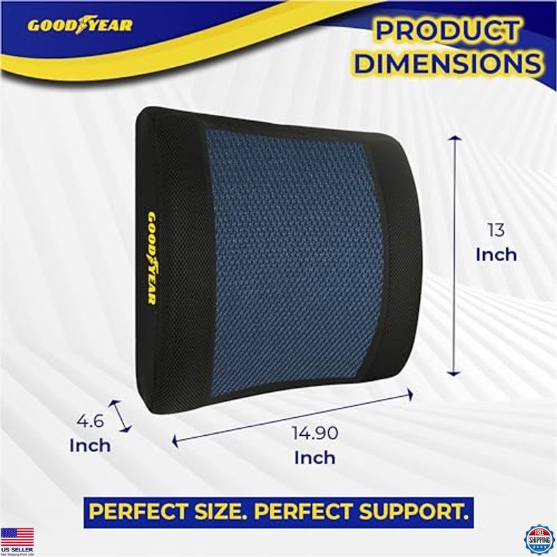Goodyear Gel-Infused Ergonomic Lumbar Support Pillow for Office & Car ...
