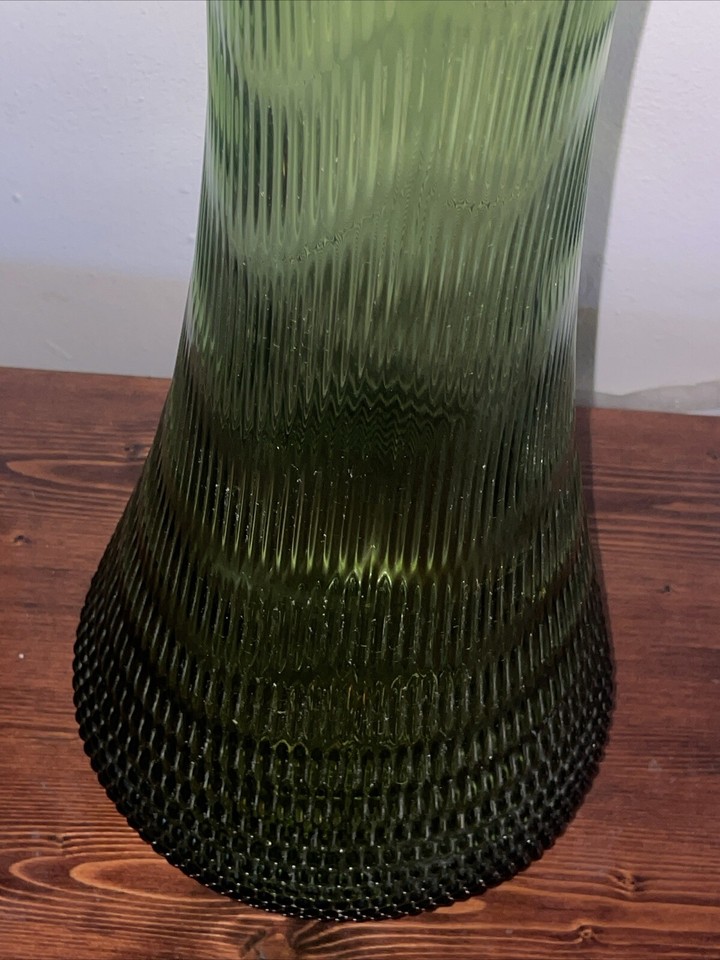 32” Large L E Smith Nubby Butt Swung Floor Vase, 1960s 14” Mouth /W ...