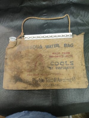 Vintage MINNEQUA FLAX WATER BAG ~ Pueblo Tent & Awning Co ~ Indian ...
