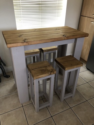 Chunky Solid Wooden Kitchen Breakfast Bar Island | eBay UK