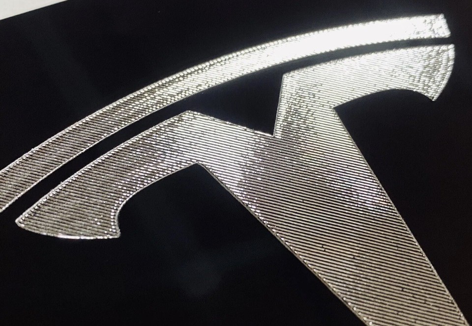 True Engraved Tesla Car Tag Diamond Etched Front Vanity Black License ...