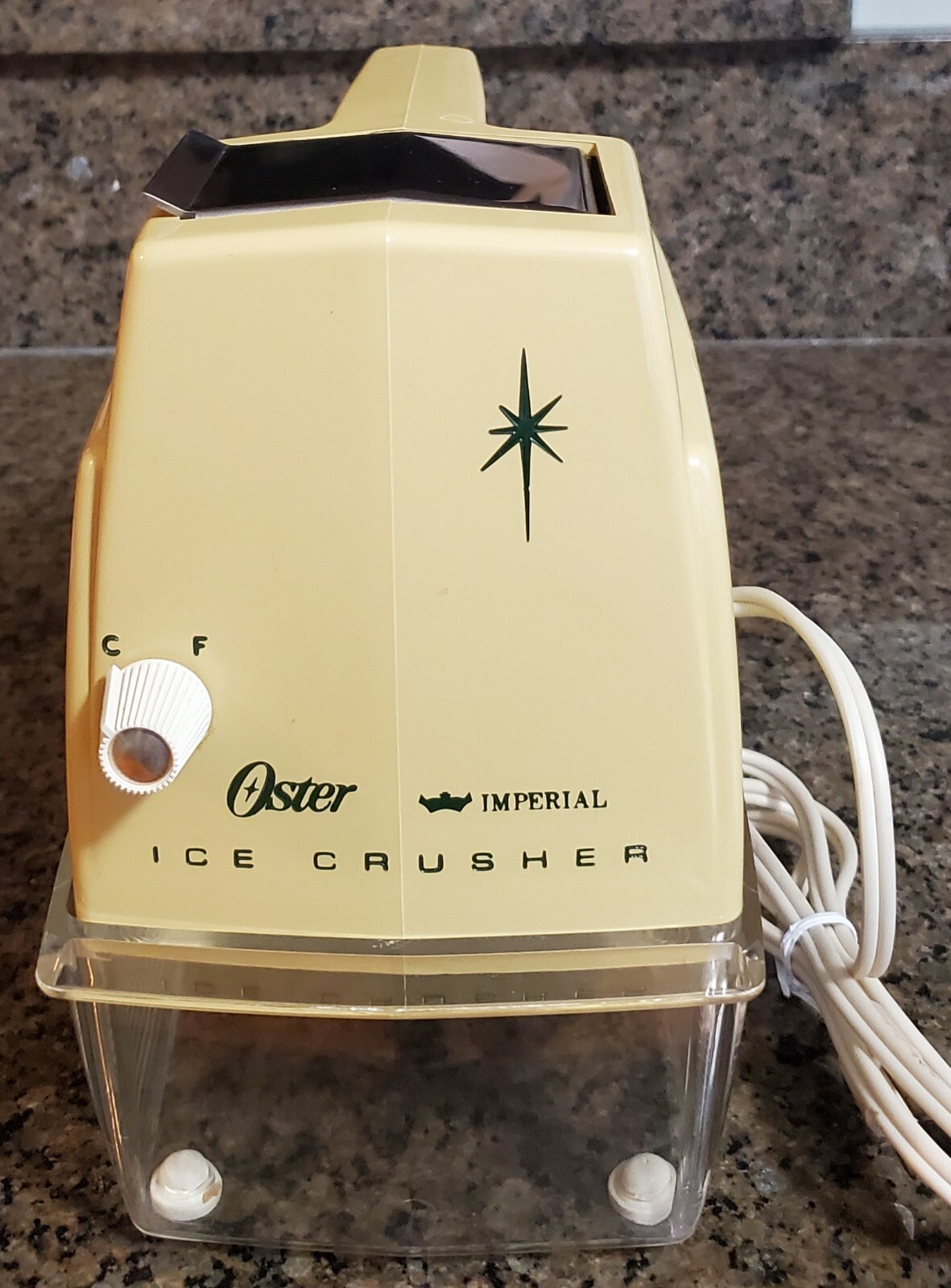 Vintage 1970s OSTER IMPERIAL SNOWFLAKE ICE CRUSHER 552 Yellow Gold EUC ...