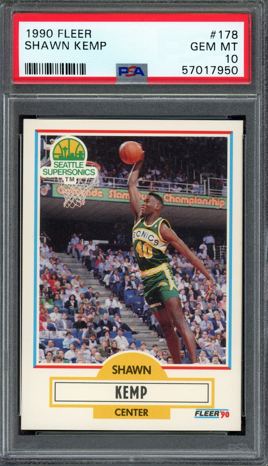 SHAWN KEMP ~ 1990 Fleer Basketball Rookie #178 ~ Graded PSA 10 GEM MINT ...