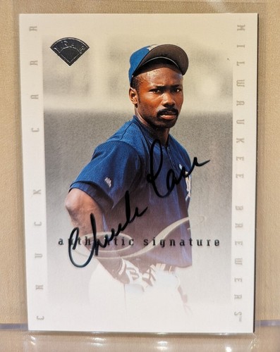1996 Leaf Signature EXTENDED AUTO Chuck Carr Brewers RARE ON CARD ...