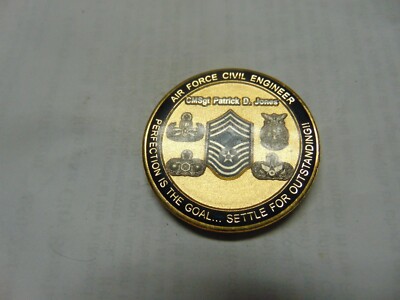 CHALLENGE COIN AIR FORCE CIVIL ENGINEER CMSGT PATRICK D JONES USA KOREA ...
