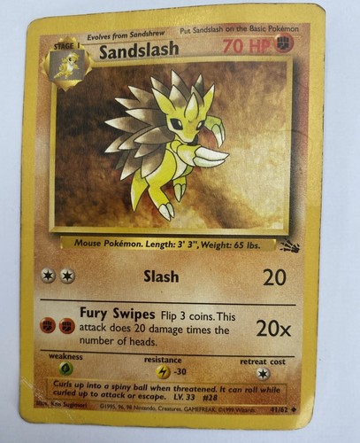 Sandslash 1st Edition Fossil Pokemon Card | eBay