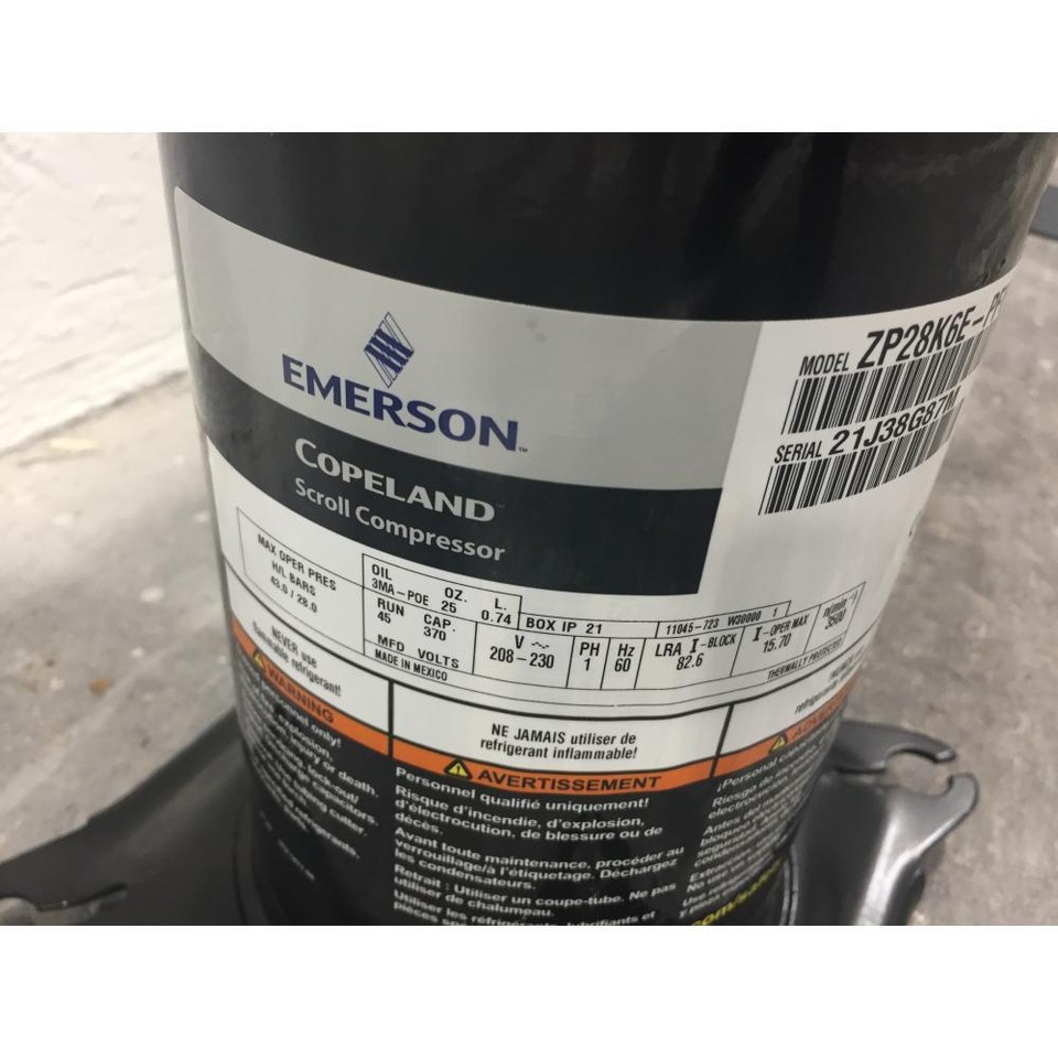 COPELAND ZP28K6E-PFV-130 2-1/2 TON AC SCROLL COMPRESSOR 208-230/60/1 ...