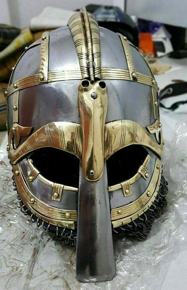 Halloween Viking Vendel Valsgarde helmet W chainmail combat battle ...