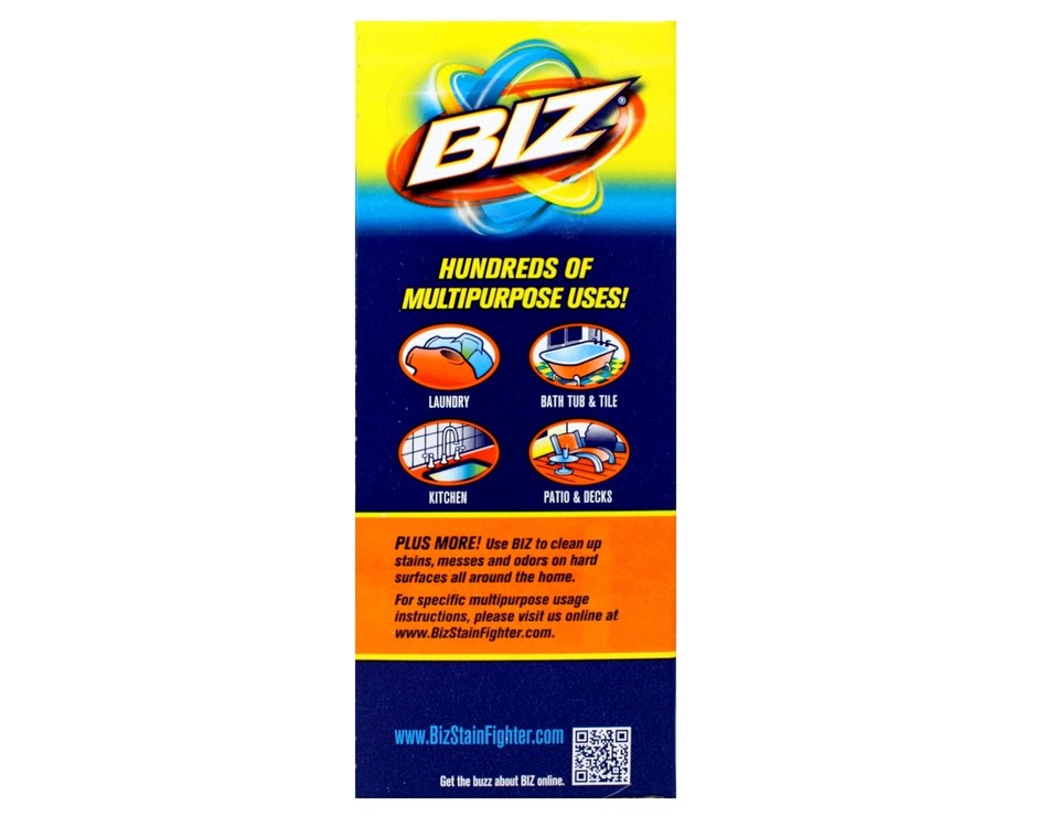 5 Pack - Biz Laundry Detergent Powder Booster, Stain & Odor Removal, 60 ...