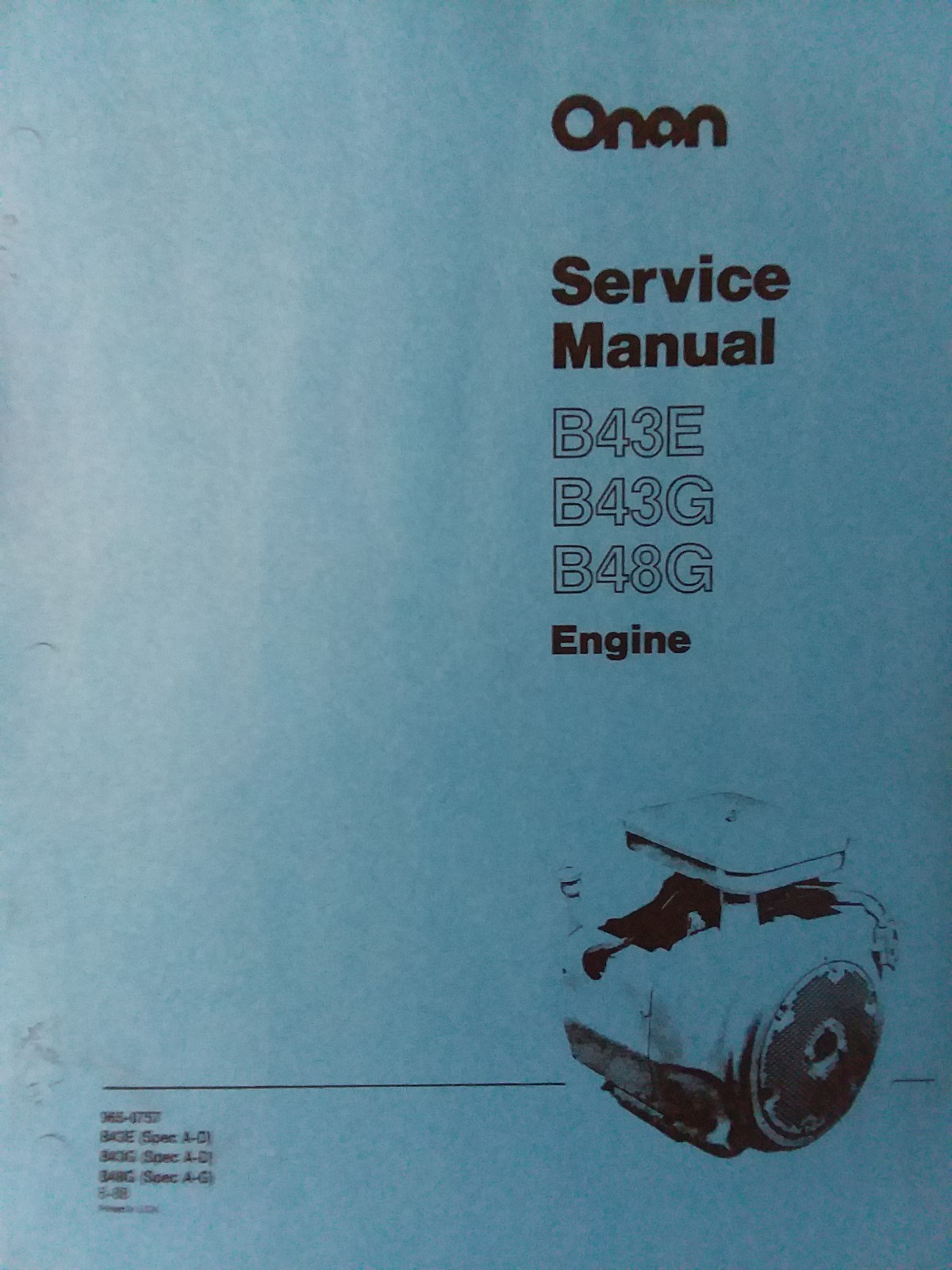 Onan Service Manual B43E B43G B48G Engine Tractor John Deere 318 420 ...