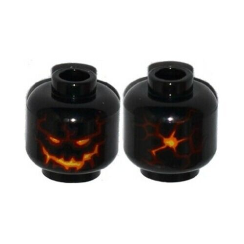 LEGO - Minifig, Head Yellow Eyes, Dark Red, Orange and Yellow Wide Grin ...