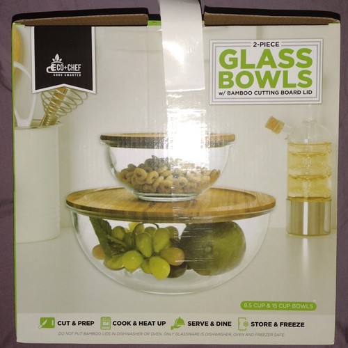 Eco Chef 2 Piece Round Baking Dish Set With 2 Bamboo Cutting Board Lids ...