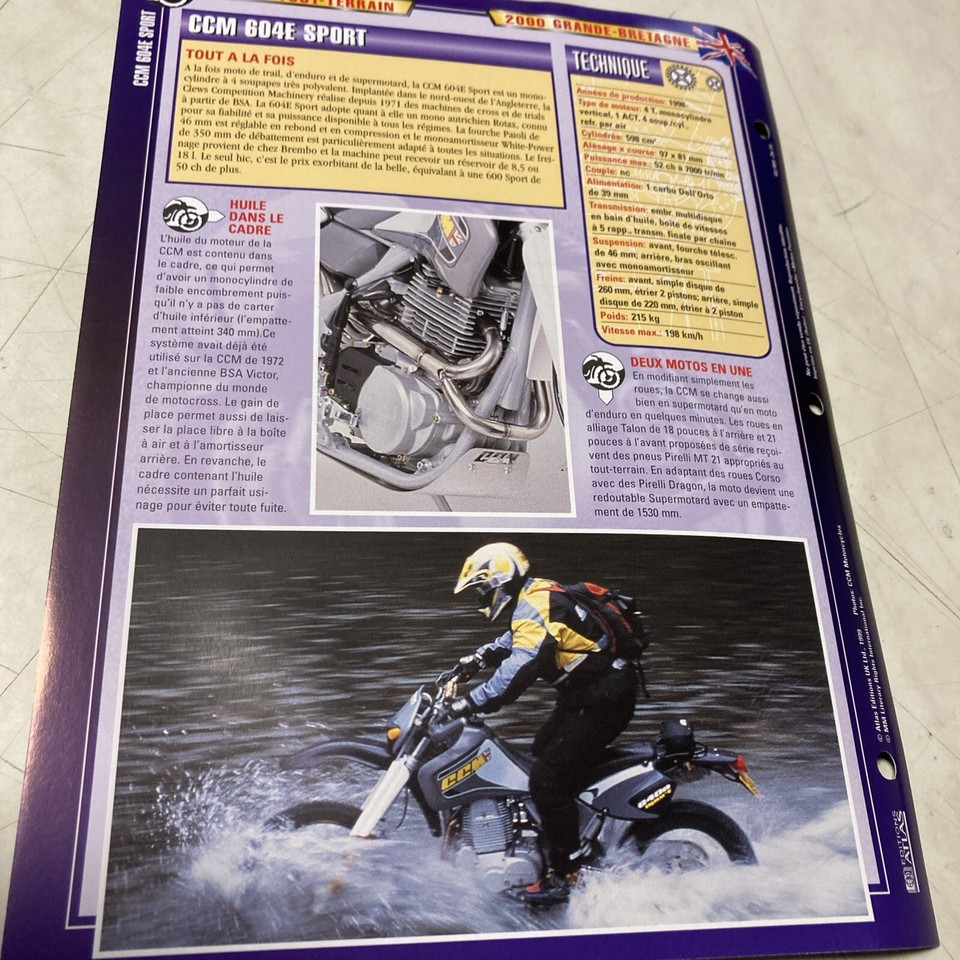 CCM 604 E Sport 2000 Motorcycle Card Passion Collection Atlas | eBay