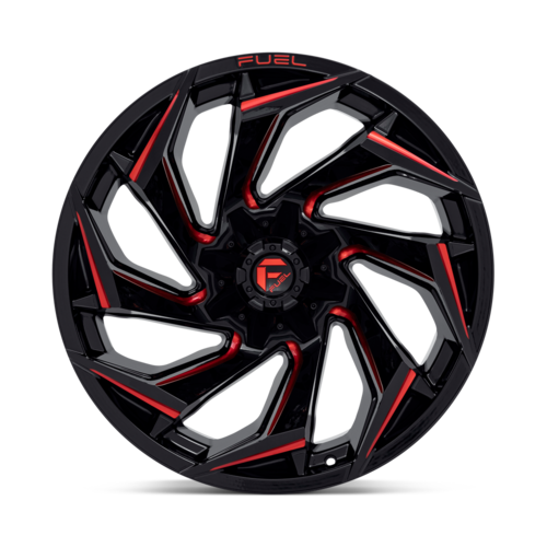 (4) 15x8 Fuel Reaction D755 5,6 Lug New Black Red Wheels Rims FREE Caps ...