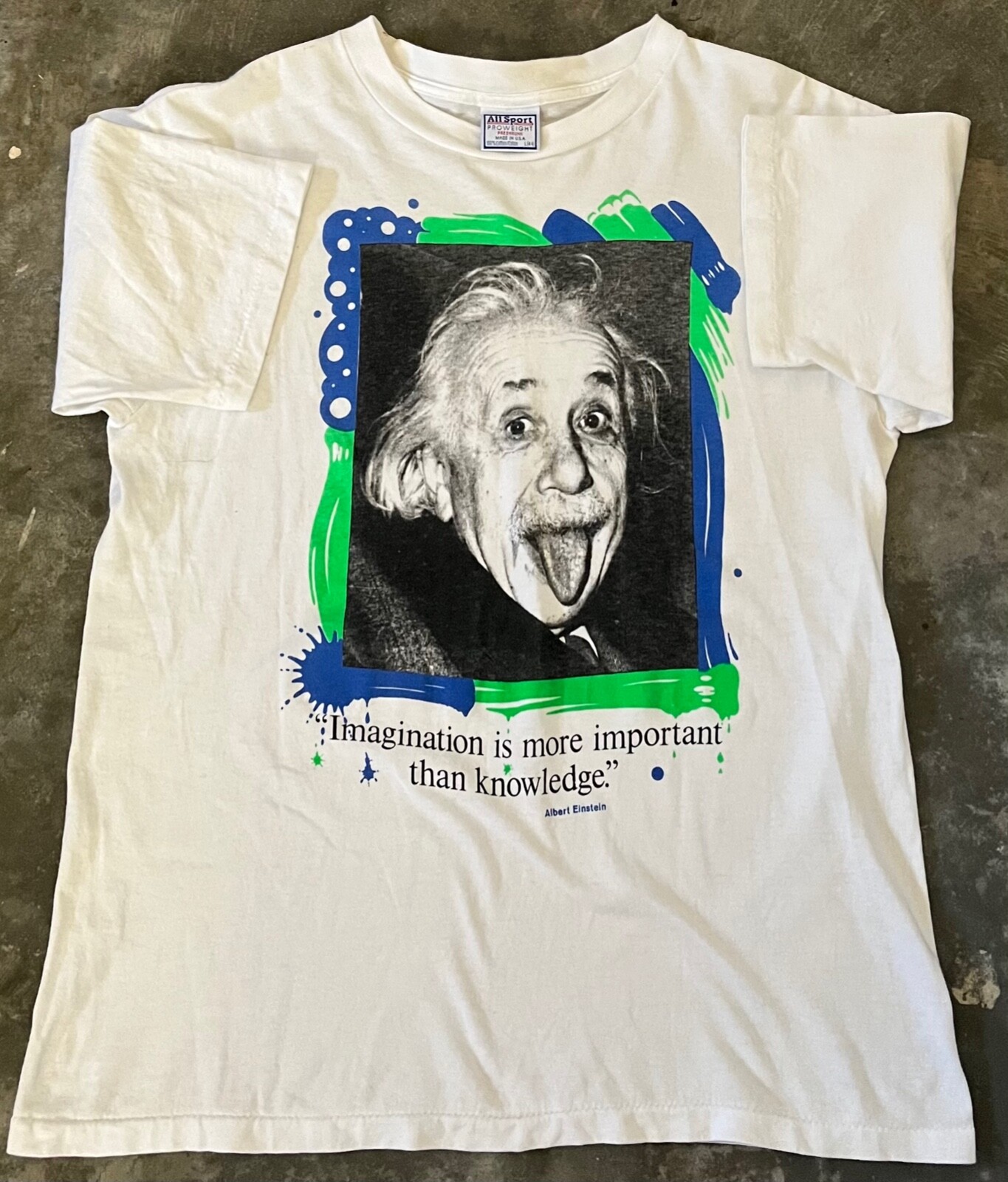 Rare 90s Albert Einstein Art Shirt Imagination is Mor… - Gem