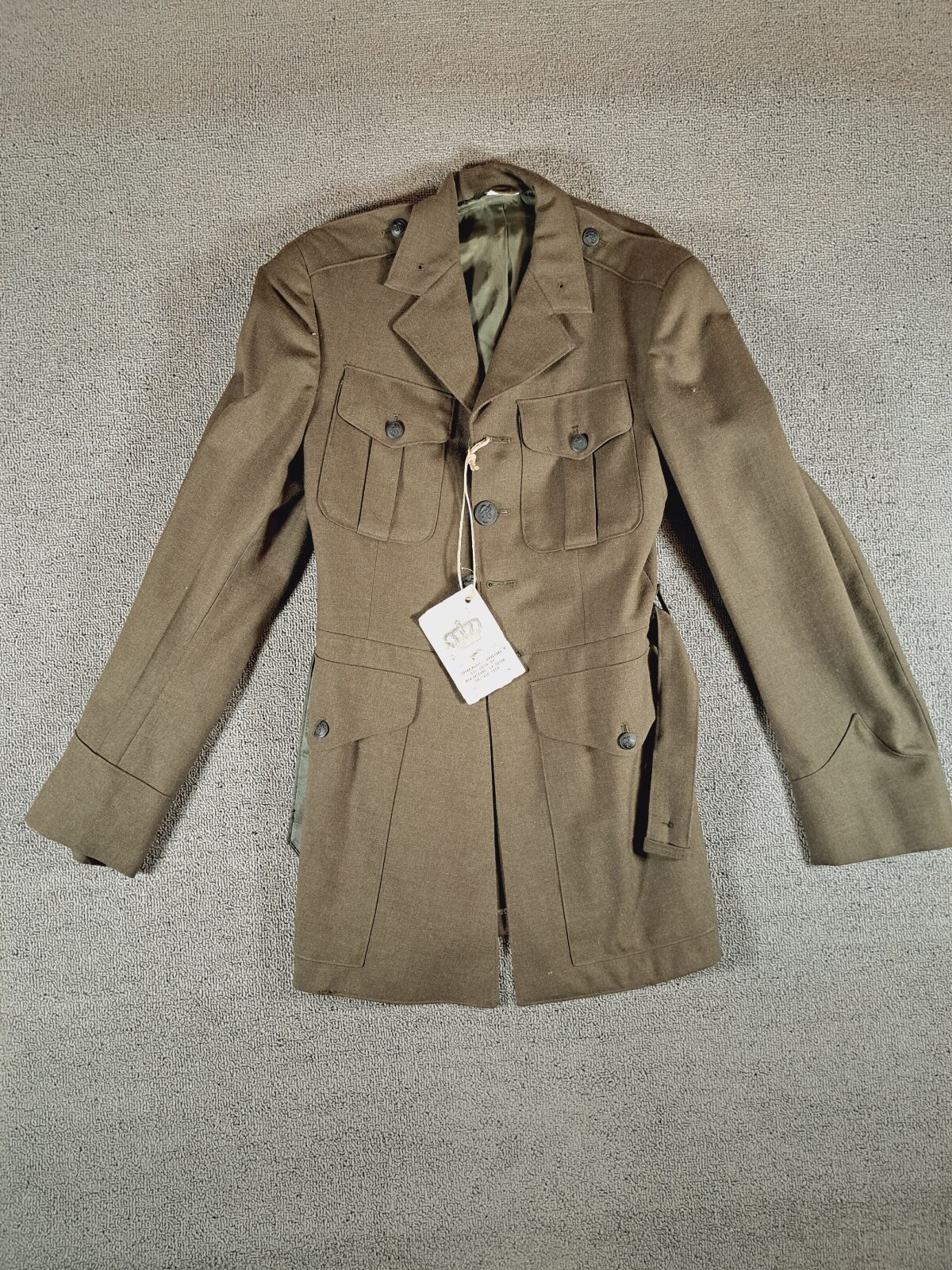Vintage British officer field jacket Wool Green 33L S… - Gem