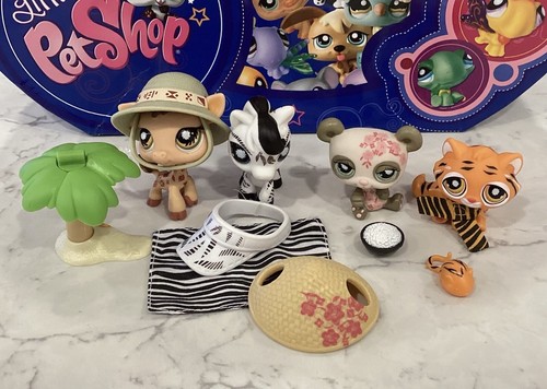 Littlest Pet Shop Postcard Pets 902 - 905 Giraffe Zebra Panda Tiger Pre ...