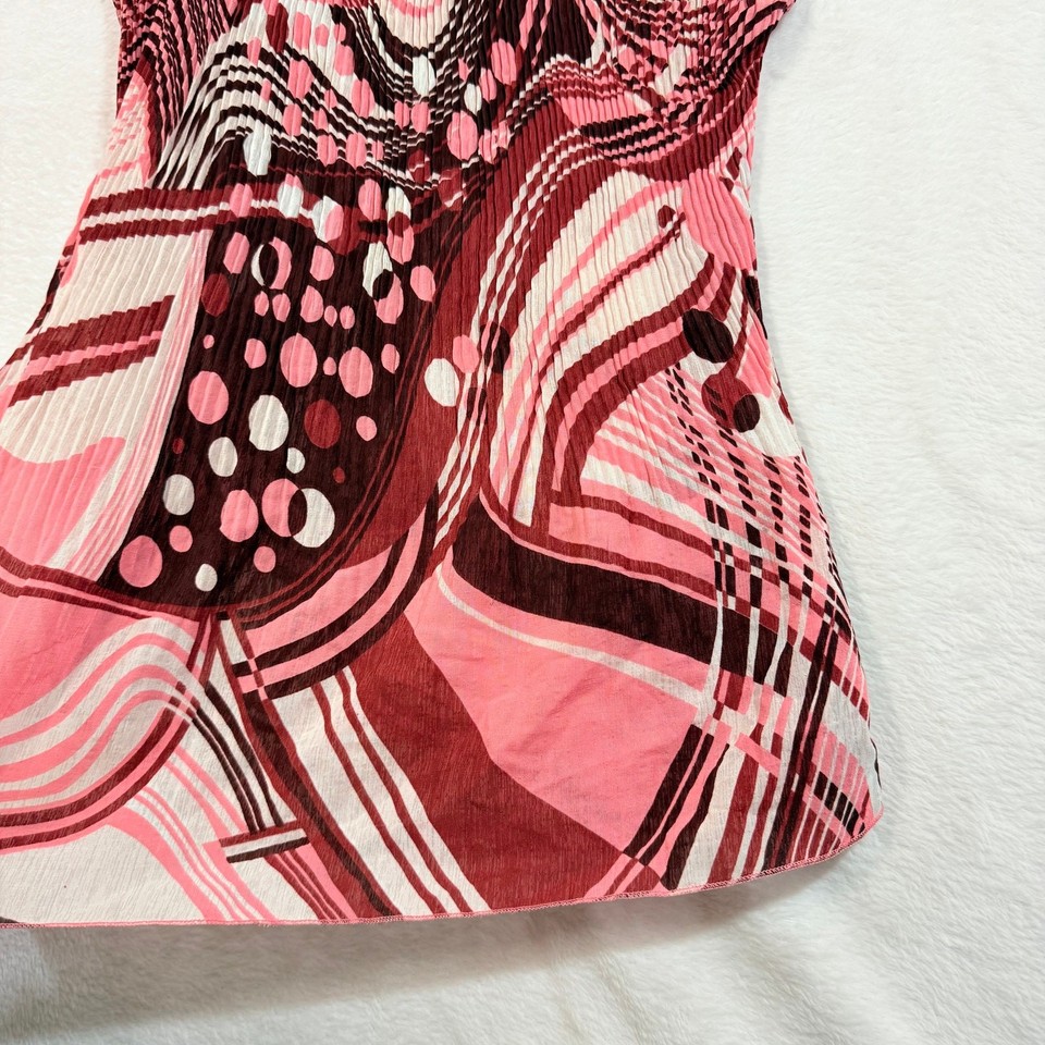 Jaipur XL Pink Pleated Top Abstract Print Y2K Fest Psychedelic Whimsy ...