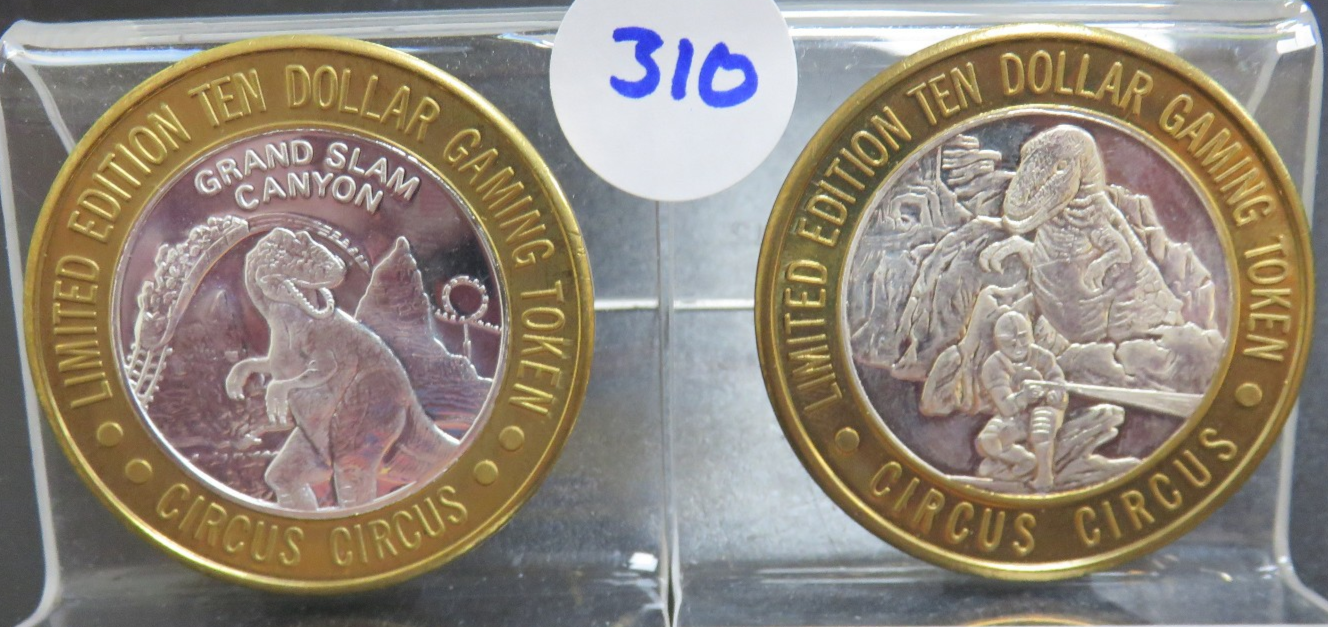 2- $10 Silver Gaming Tokens | eBay
