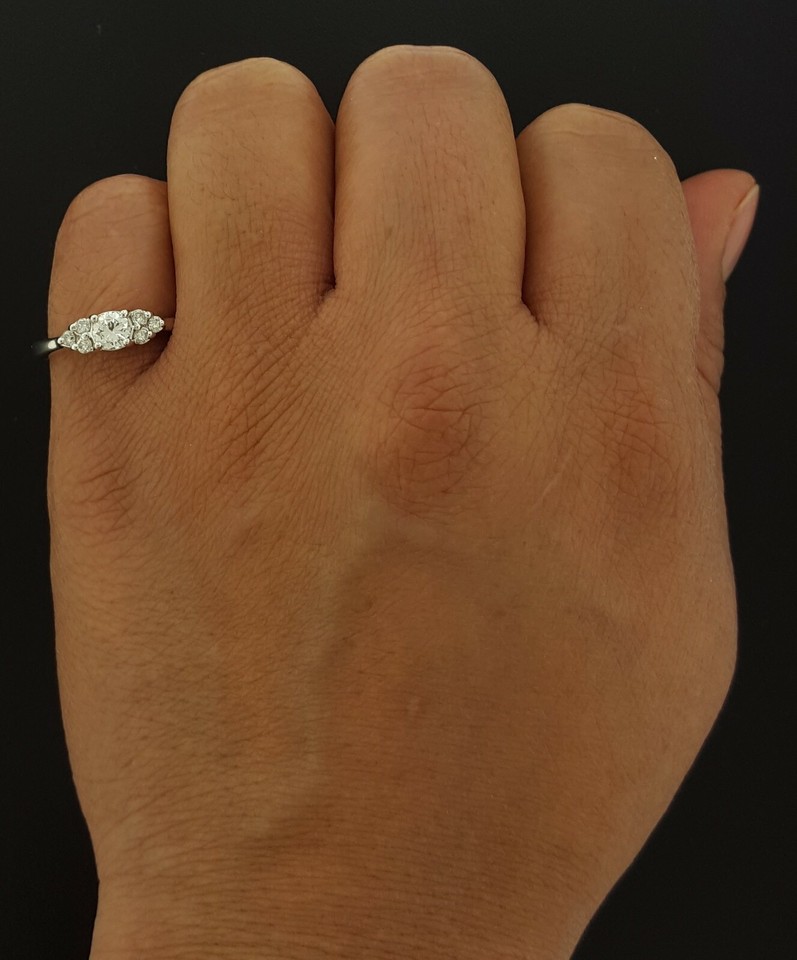 .30ct Round Diamond G SI3 14K White Gold Plus Accents Engagement Ring ...