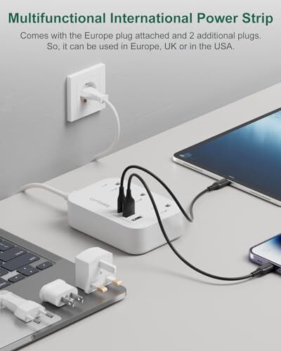European Travel Plug Adapter, US to UK Europe Power Strip for EU/UK/US ...