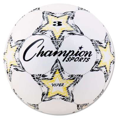 Champion Sports VIPER Soccer Ball, Size 3, 7 1/4"- 7 1/2" dia., White ...