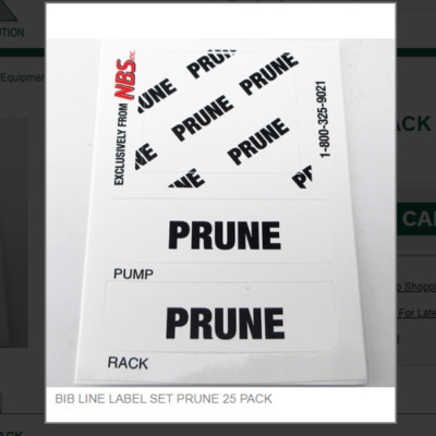 BIB LINE LABEL SET PRUNE 25 PACK # CP051623 | eBay