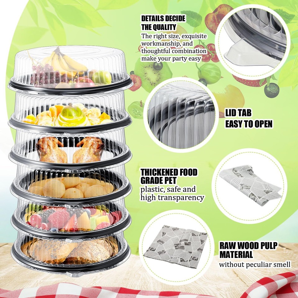 6 Pcs Heavy Duty Serving Tray and Lid 12 Pcs Deli Wax Paper Sheets ...