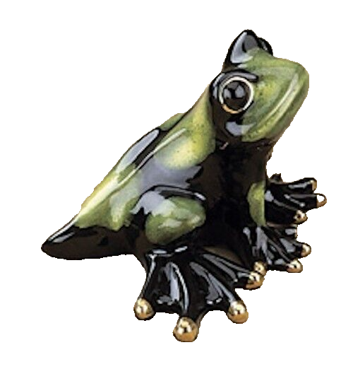 Golden Pond Collection Black and Green Ceramic Baby Frog Figurine 4 ...
