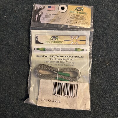 ABR Industries 5ft 1/2in Flat TC Ground Braid with #10 Stud Ring ...