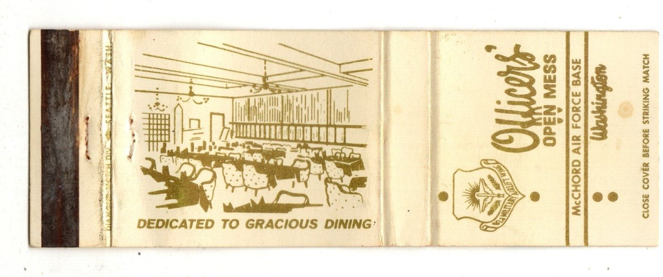 McCHORD AIR FORCE BASE matchbook matchcover - OFFICERS' MESS ...