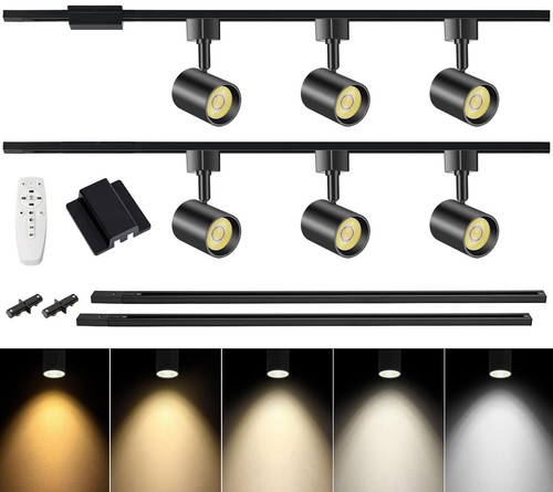 6 Lights Remote Control Track Lighting Kit with 6.6FT H Track Lighting ...