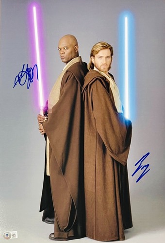 Ewan McGregor Samuel L. Jackson Signed Star Wars 12x18 Photo Beckett ...