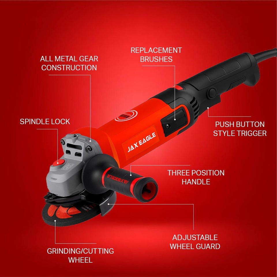 Jax Eagle 110V Power Angle Grinder Tool 4.5" Electric Grinder for Metal ...