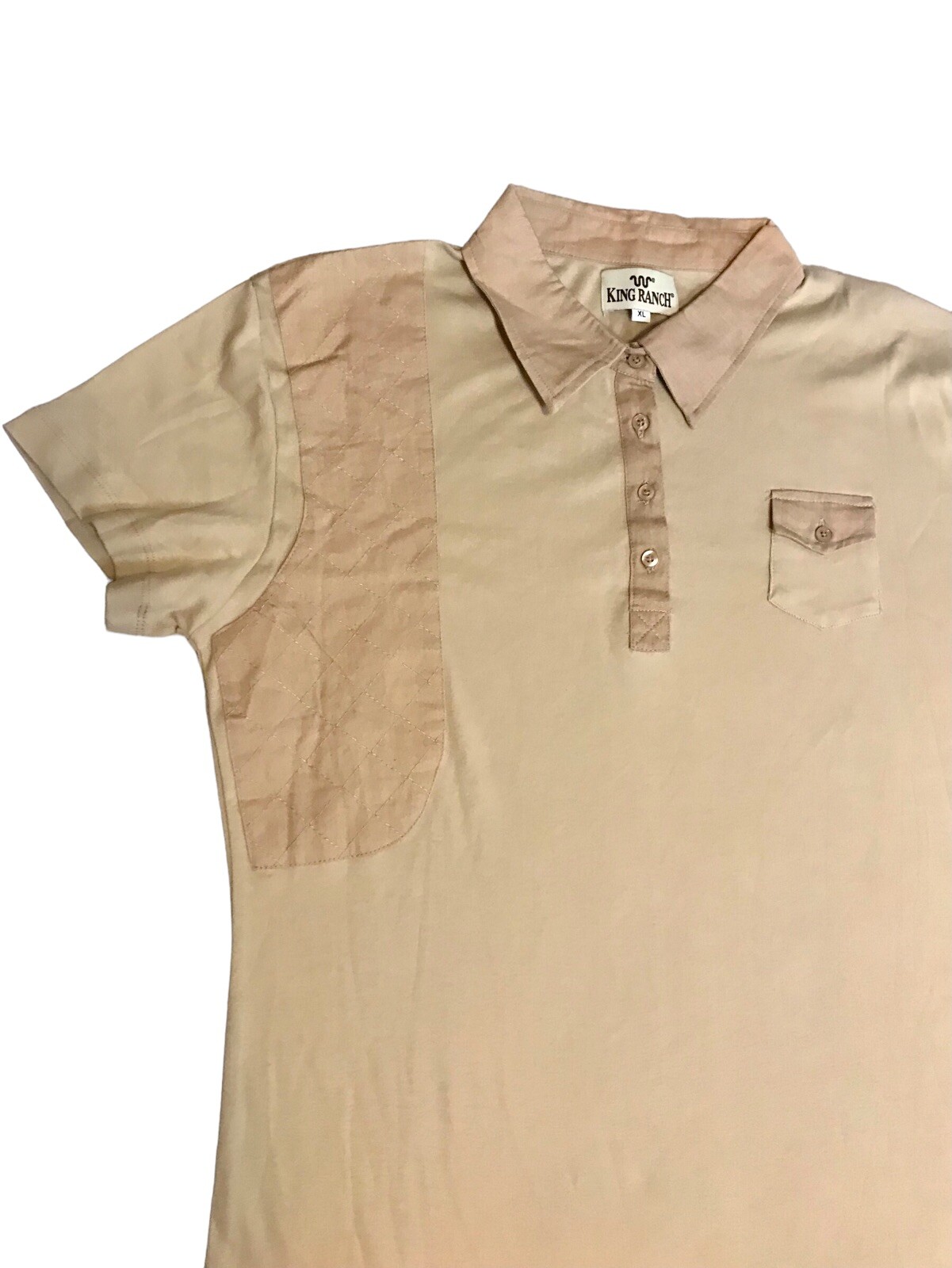 King Ranch Women’s Shooting Shirt Size XL Polo Khaki Tan Quilted Patch ...