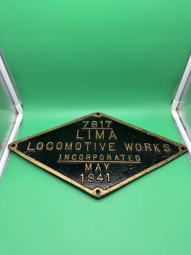May 1941 Lima Locomotive Works Train Builders Plaque Sign Aluminum ...