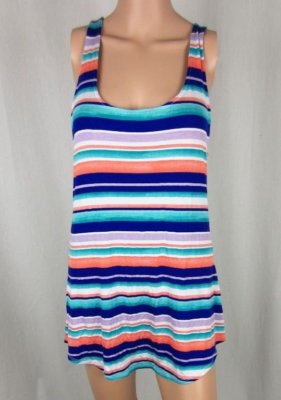 Bar III Bathing Suit Swimsuit Cover-Up Dress Beach Pool Cover Striped ...