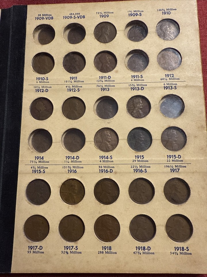 77 Coin Partial Set 1909 - 1940 Lincoln Wheat Cent Penny Album - ONLY ...