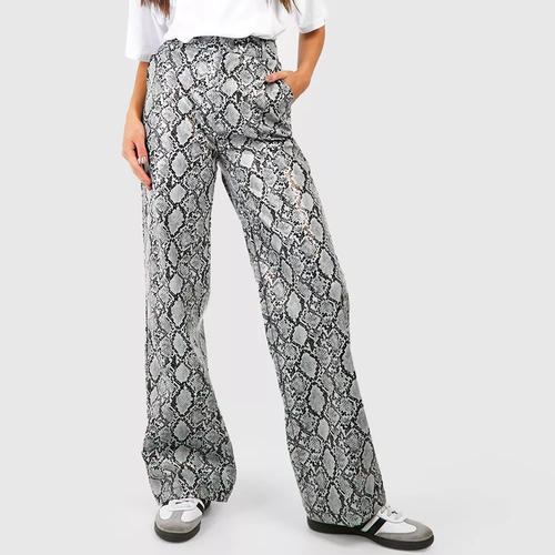 Vegan Leather Snake Print Wide Leg Pants Size 18 | eBay