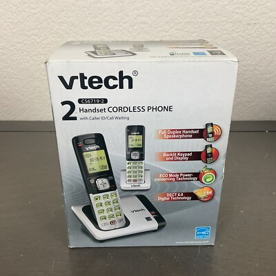 VTech CS6719-2 DECT 6.0 2-Handset Cordless Phone Bluetooth 735078028242 ...