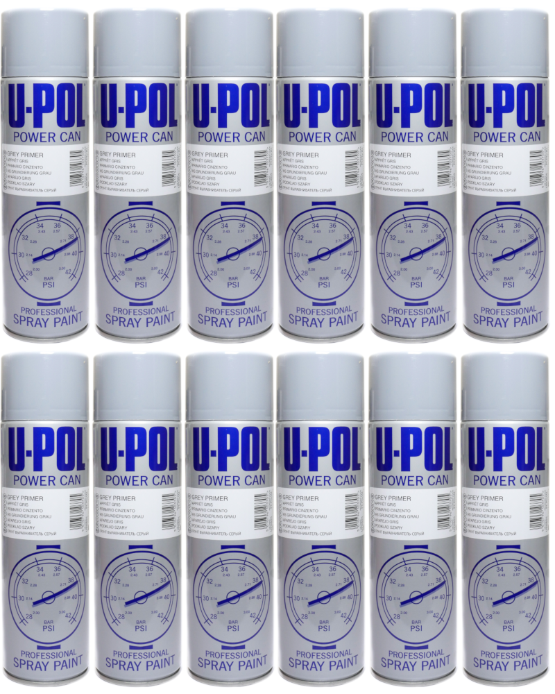12 x 500 ML U-POL Grey Primer Spray Paint Can Alloy Wheel Car Garage ...