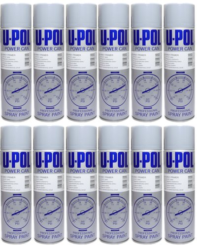 12 x 500 ML U-POL Grey Primer Spray Paint Can Alloy Wheel Car Garage ...