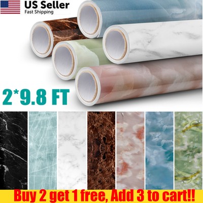 2*9.8 FT Marble Contact Paper Self Adhesive Wall Sticker Wallpaper US ...