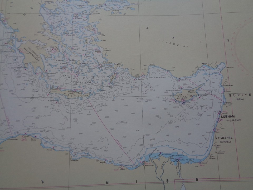 Marine Map Mediterranean Sea and Black Sea 1990 | eBay UK